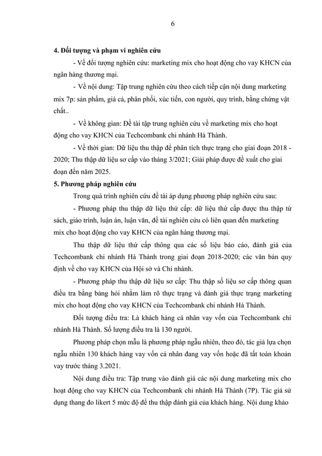MARKETING MIX CHO HOẠT ĐỘNG CHO VAY KHCN CỦA TECHCOMBANK CHI NHÁNH HÀ THÀNH: THỰC TRẠNG VÀ GIẢI ...