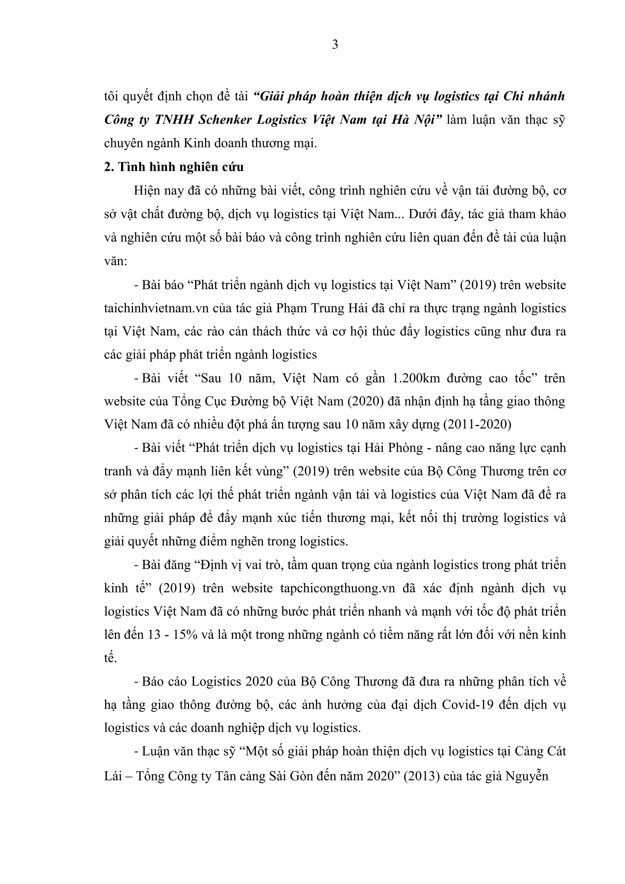 GIẢI PHÁP HOÀN THIỆN DỊCH VỤ LOGISTICS TẠI CHI NHÁNH CÔNG TY TNHH ...