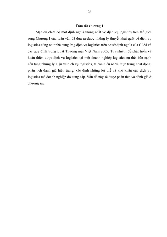 GIẢI PHÁP HOÀN THIỆN DỊCH VỤ LOGISTICS TẠI CHI NHÁNH CÔNG TY TNHH ...