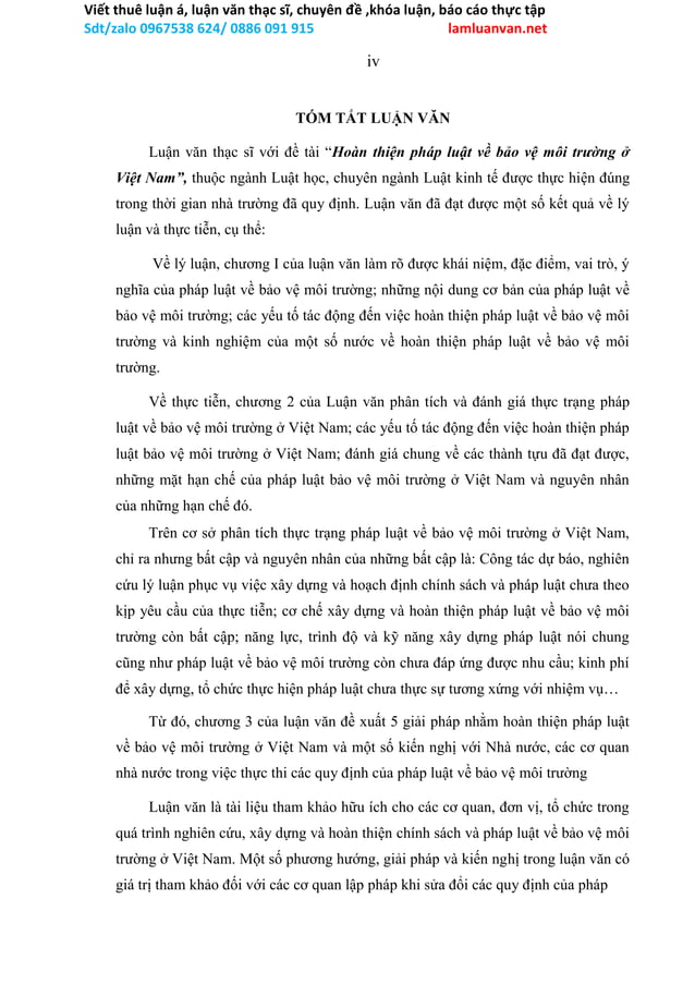 HOÀN THIỆN PHÁP LUẬT VỀ BẢO VỆ MÔI TRƯỜNG Ở VIỆT NAM | DOC