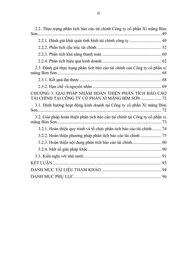 HOÀN THIỆN PHÂN TÍCH BÁO CÁO TÀI CHÍNH TẠI CÔNG TY CỔ PHẦN XI MĂNG BỈM SƠN | DOC
