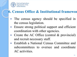 Main steps in developing and implementing the census of agriculture | PPTX