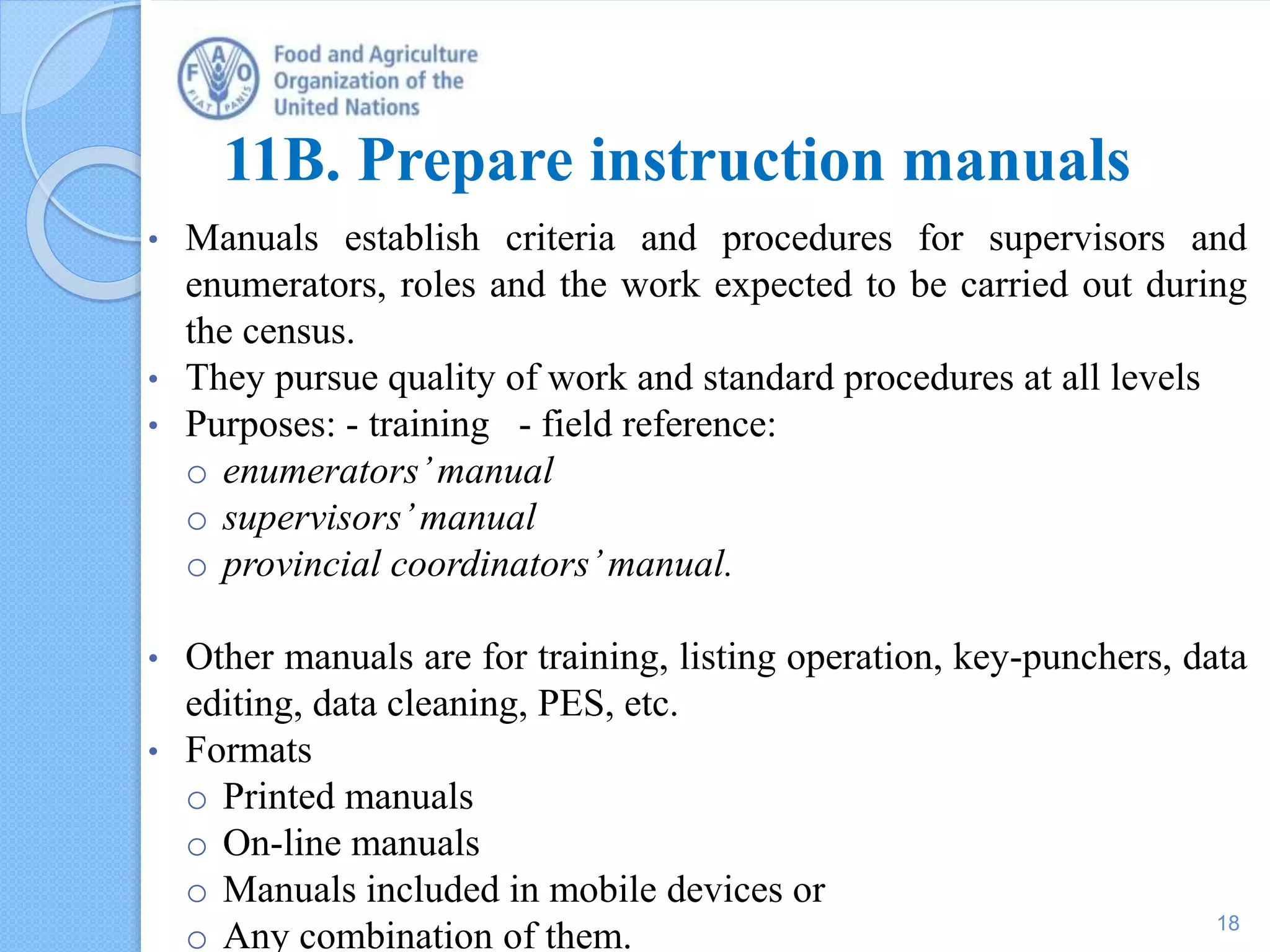 Main steps in developing and implementing the census of agriculture | PPTX