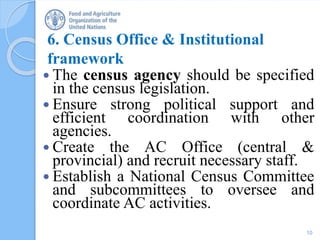 Main steps in developing and implementing the census of agriculture | PPTX