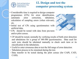 Main steps in developing and implementing the census of agriculture | PPTX