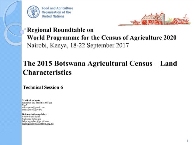 The 2015 Botswana Agricultural Census – Land Characteristics | PPT