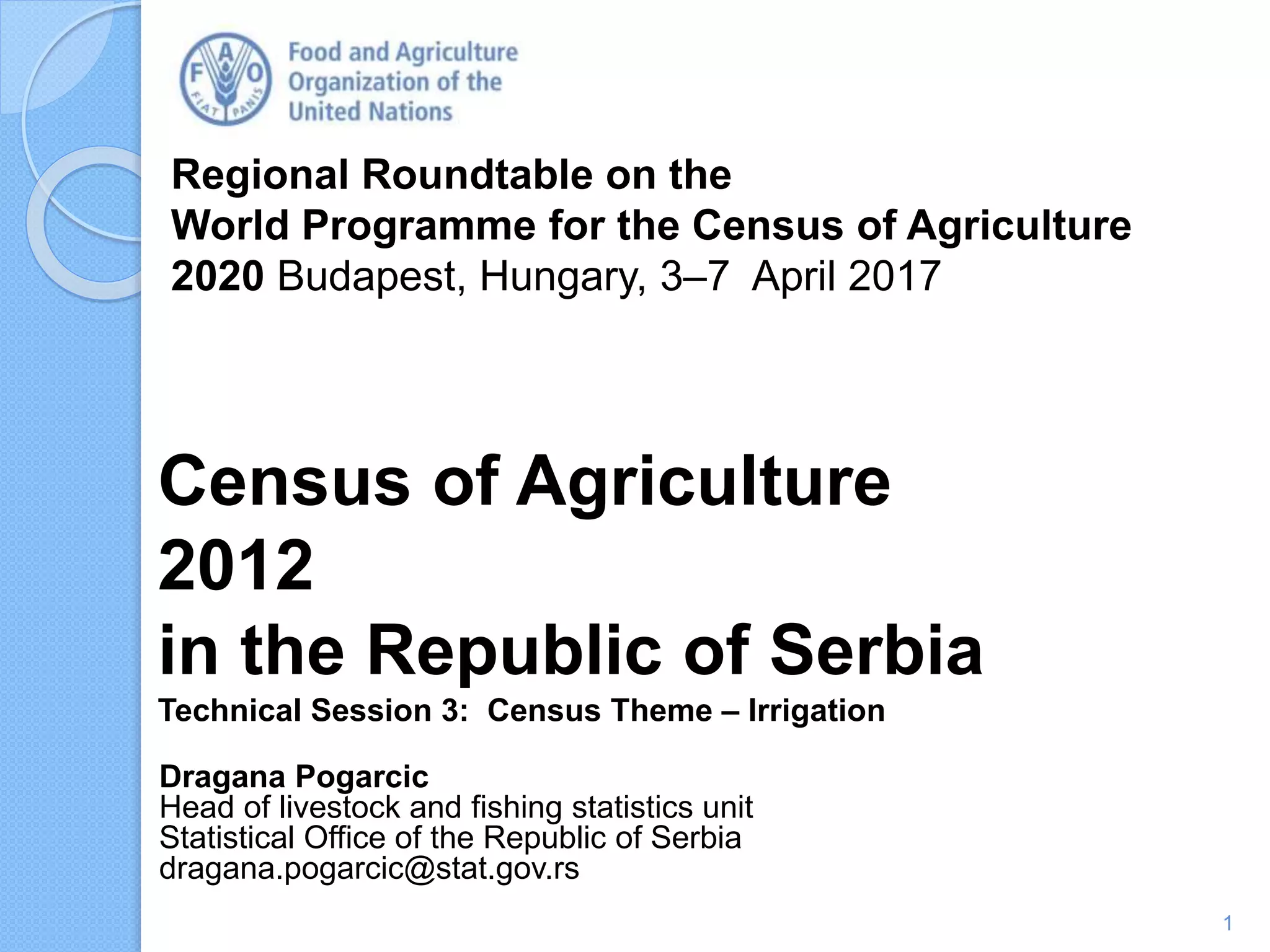 Serbia Theme 3 Irrigation: Technical Session 6 | PPTX