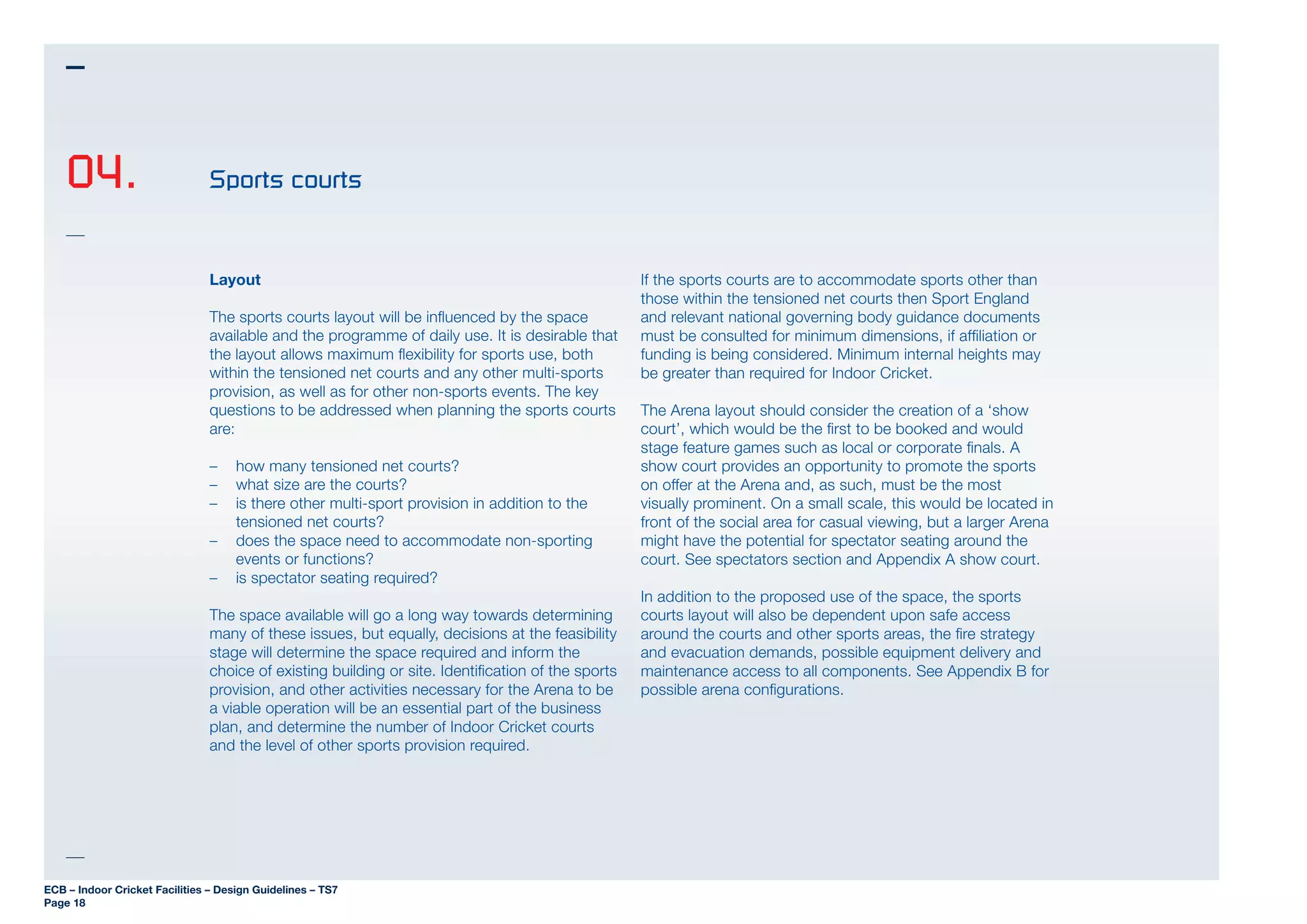 TS7 - Indoor Cricket Facilities Design Guidelines | PDF