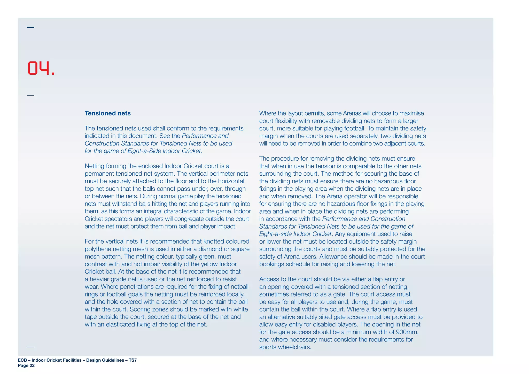 TS7 - Indoor Cricket Facilities Design Guidelines | PDF