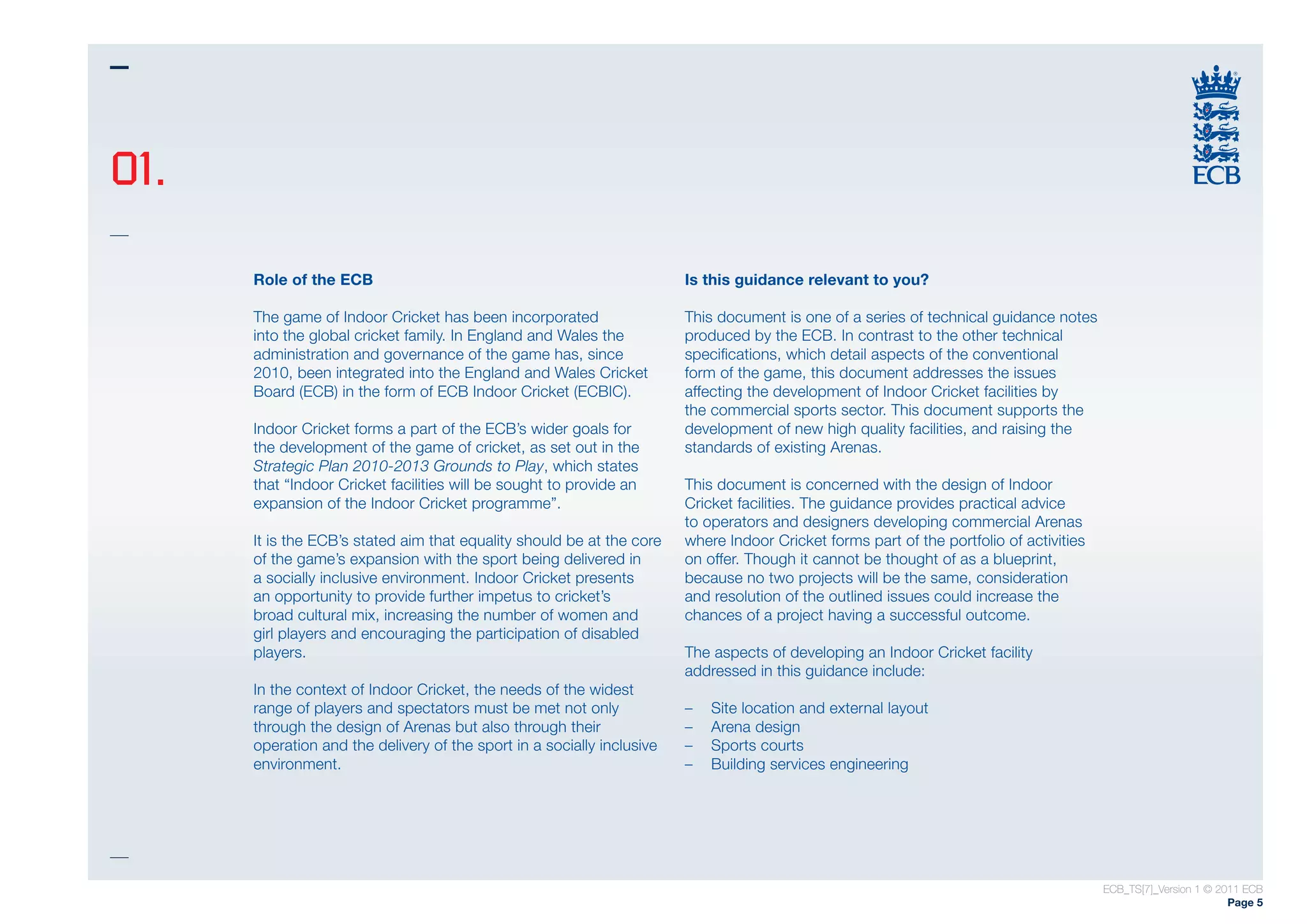 TS7 - Indoor Cricket Facilities Design Guidelines | PDF