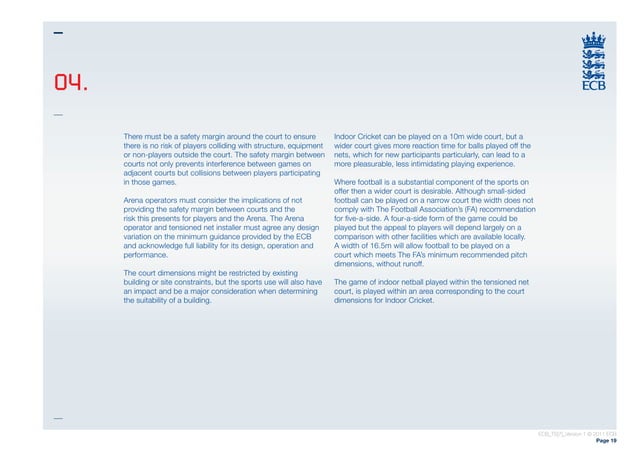 TS7 - Indoor Cricket Facilities Design Guidelines | PDF