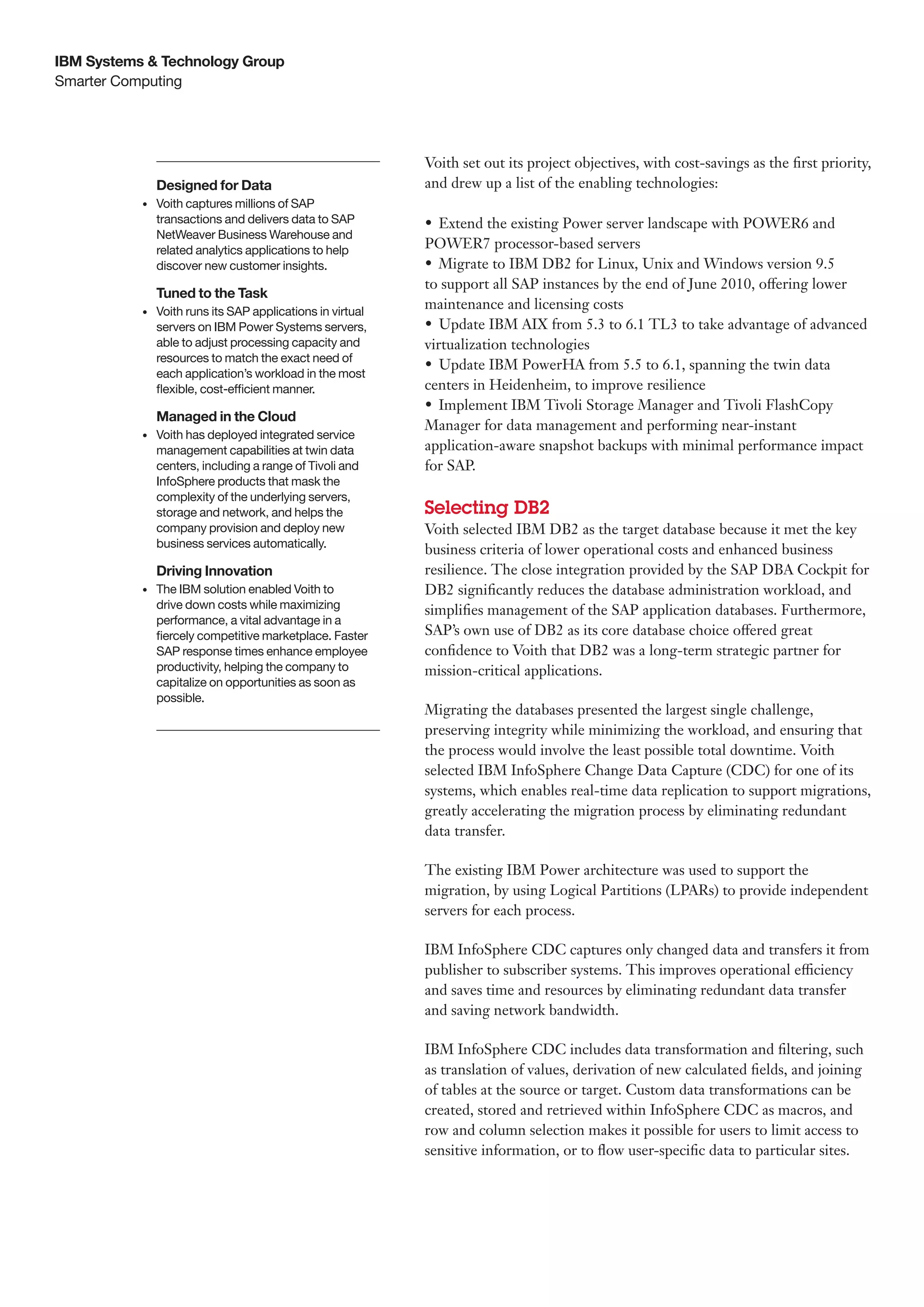 Voith boosts productivity, cuts costs with IBM Power Systems and DB2 | PDF