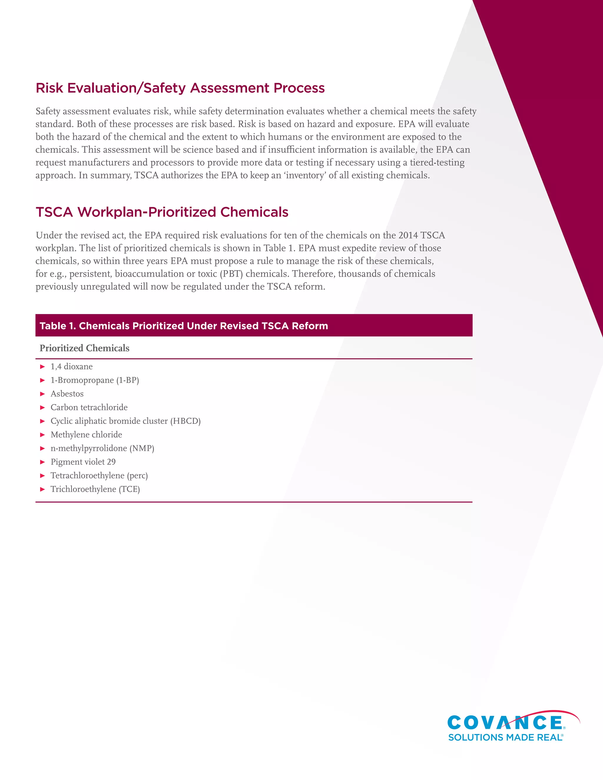 US Toxic Substances Control Act (TSCA) Reform | PDF
