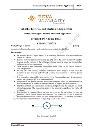 Usage of meters - Notes | PDF