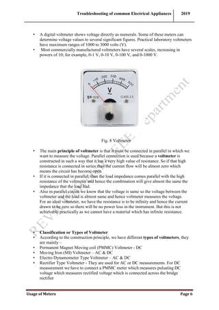 Usage of meters - Notes | PDF