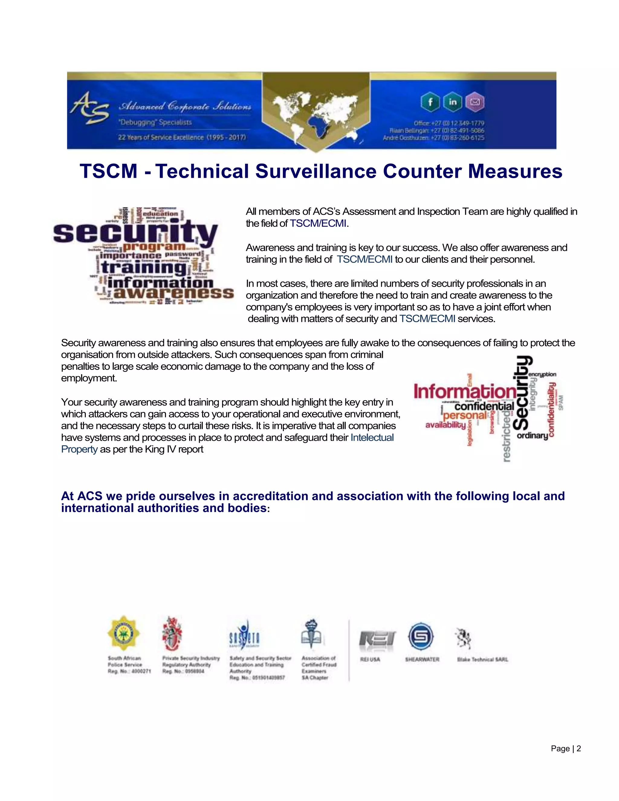 TSCM - Technical Surveillance Counter Measures July 2017 | PDF