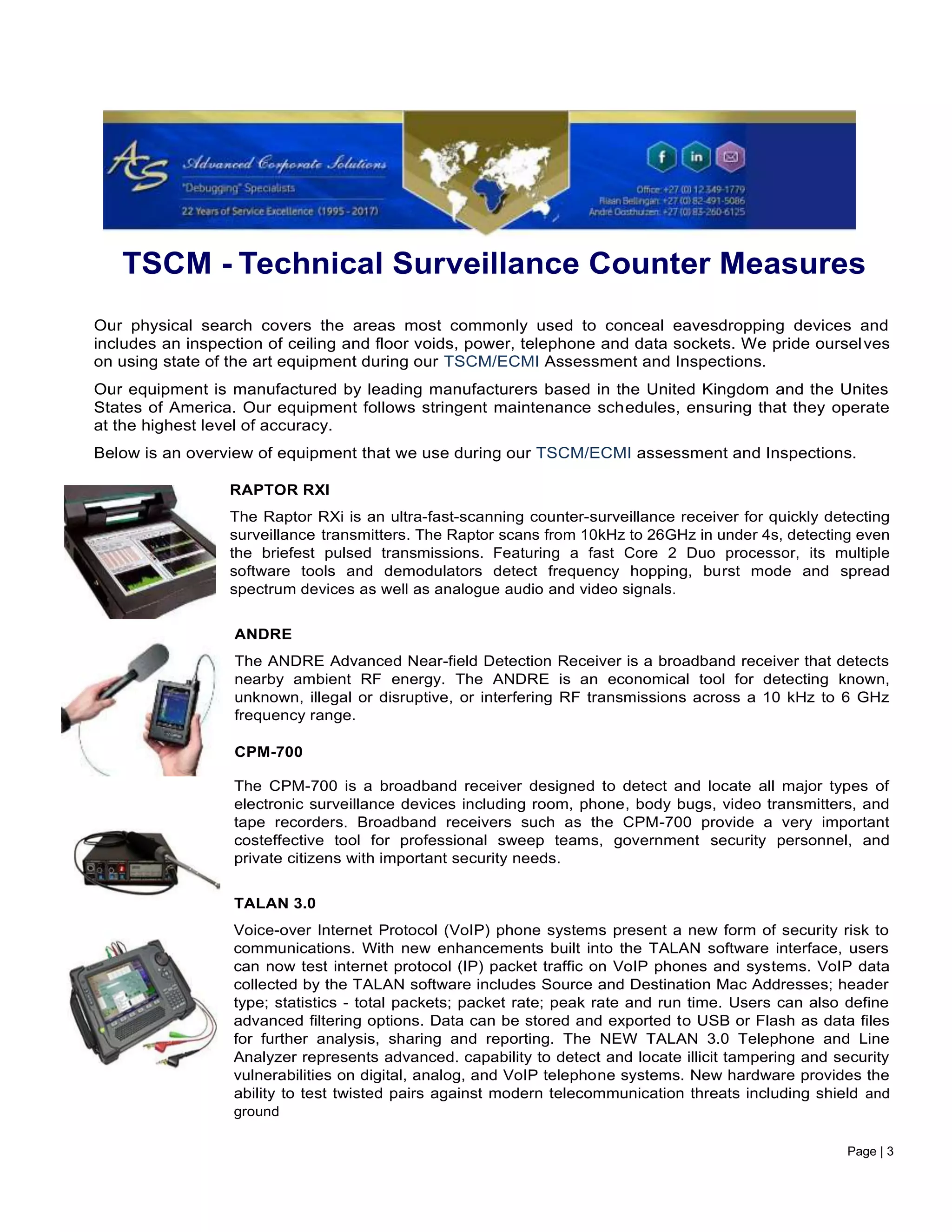 TSCM - Technical Surveillance Counter Measures July 2017 | PDF