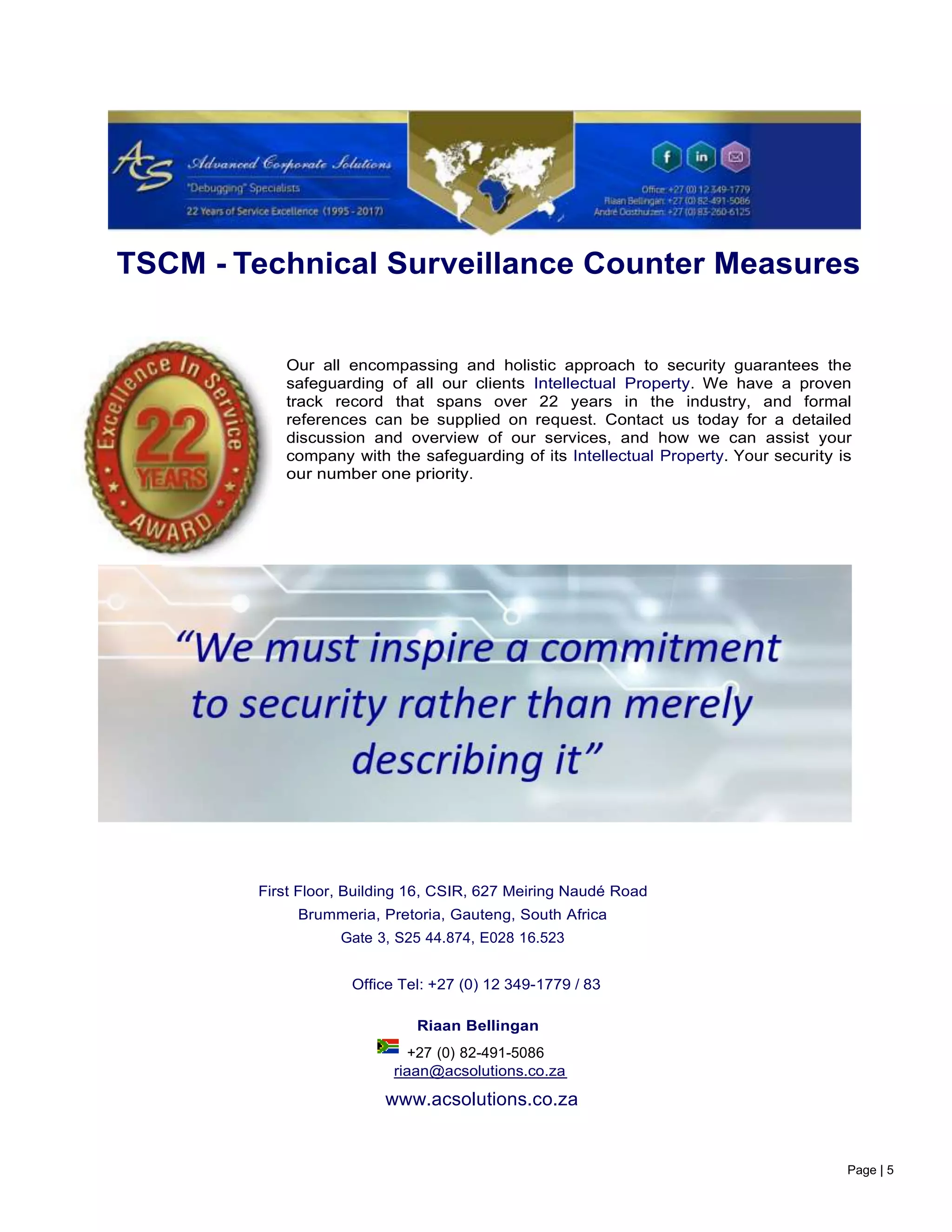 TSCM - Technical Surveillance Counter Measures July 2017 | PDF