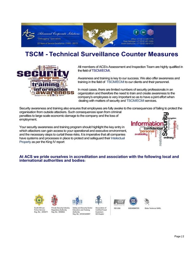 TSCM - Technical Surveillance Counter Measures July 2017 | PDF ...