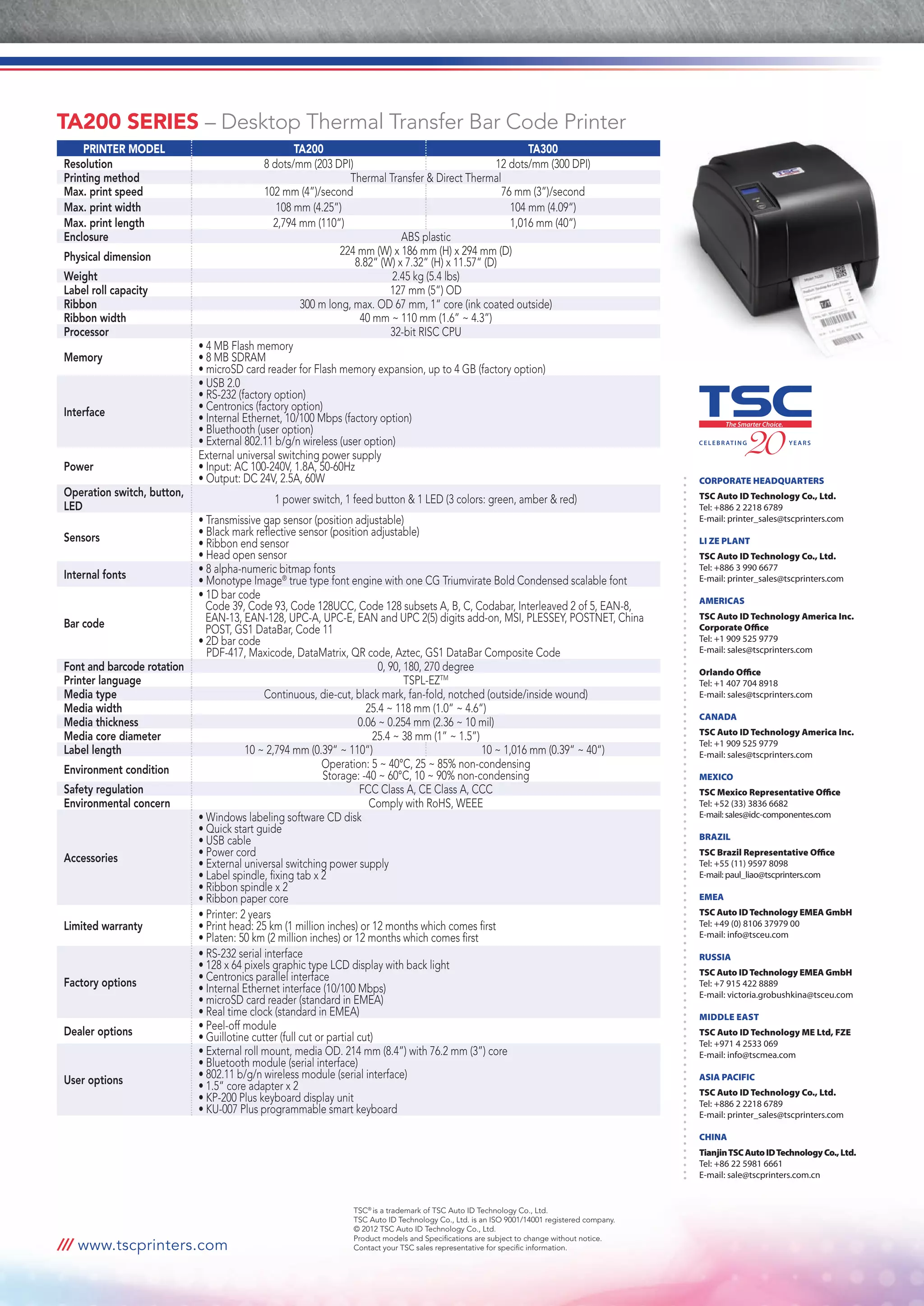 Tsc ta200 | PDF