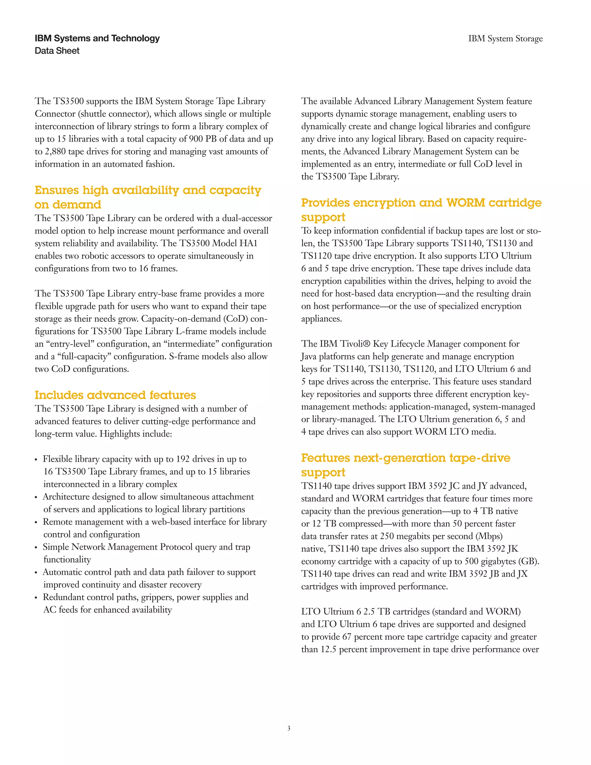 IBM System Storage TS3500 Tape Library | PDF