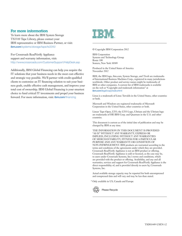 IBM System Storage TS3310 Tape Library | PDF