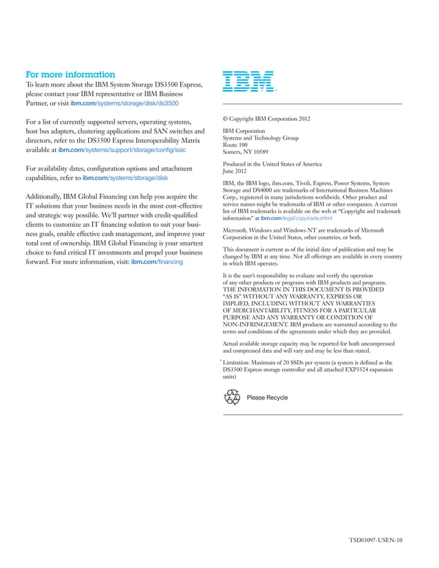 IBM System Storage DS3500 Express | PDF