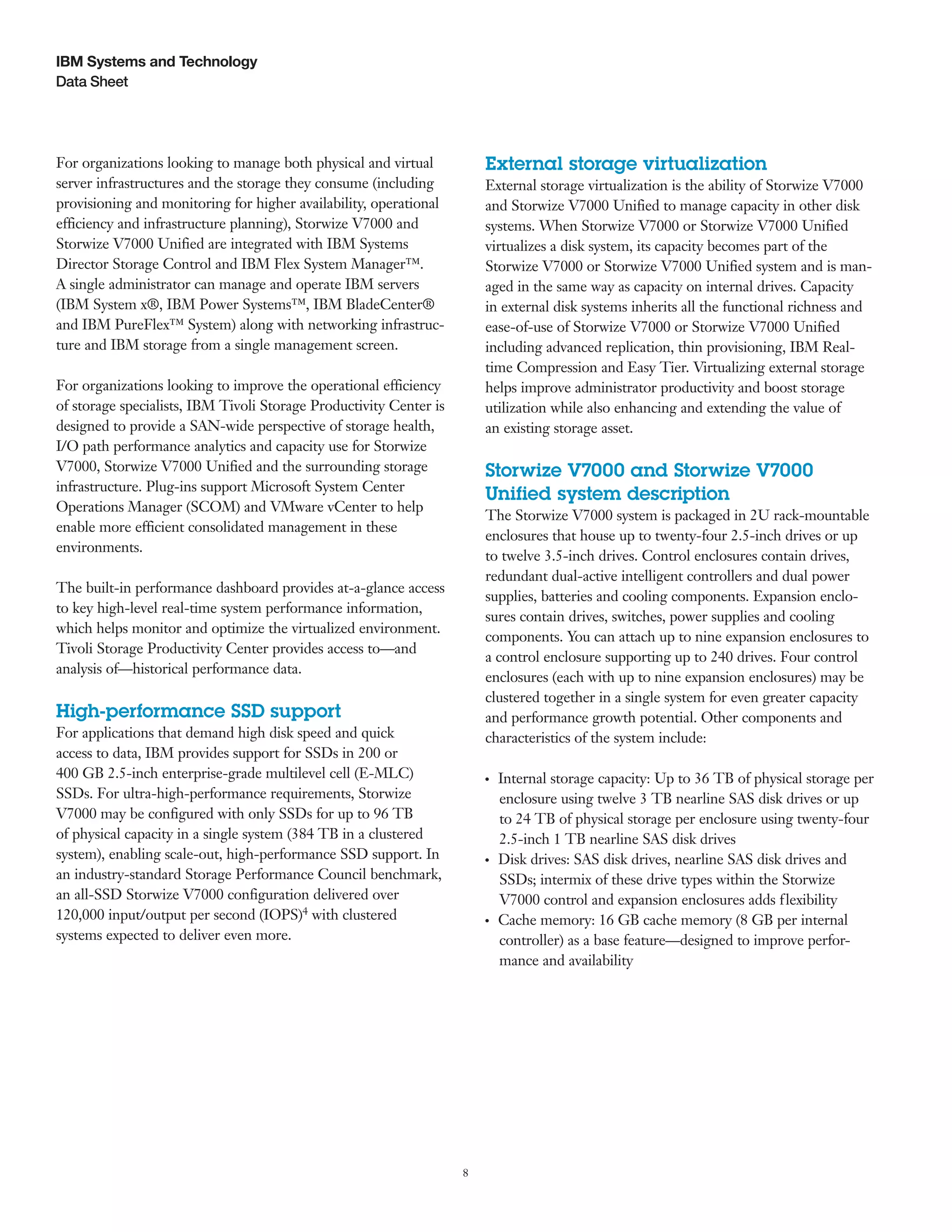 IBM Storwize V7000 and Storwize V7000 Unified Disk Systems | PDF