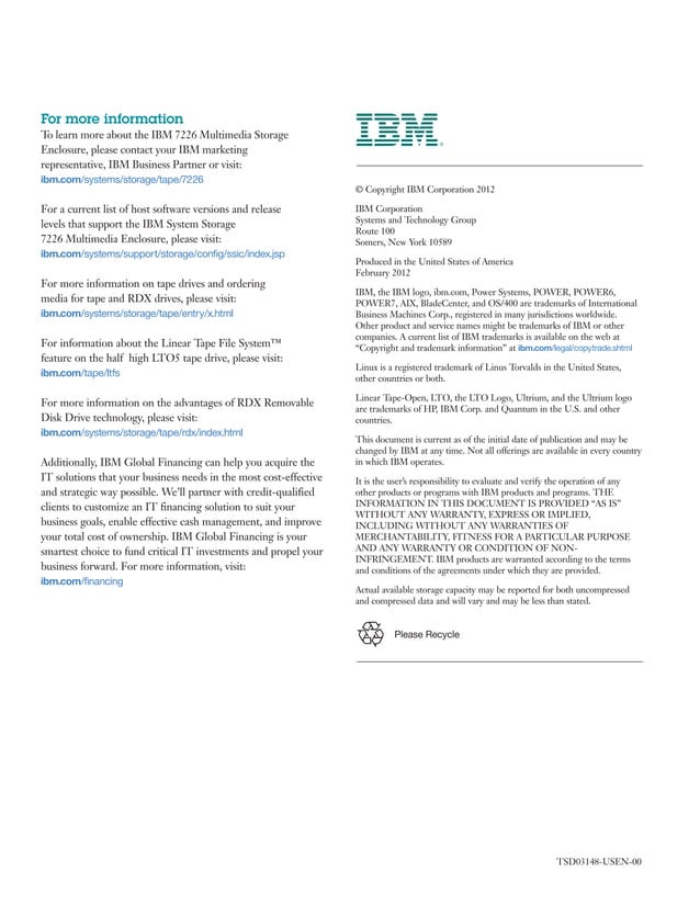 IBM 7226 Multimedia Storage Enclosure | PDF | Computer Peripherals ...