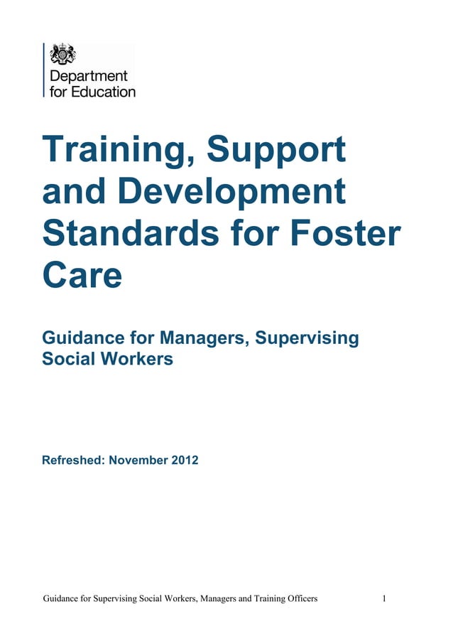 Training Support & Development (TSD) Standards - Foster Carer ...