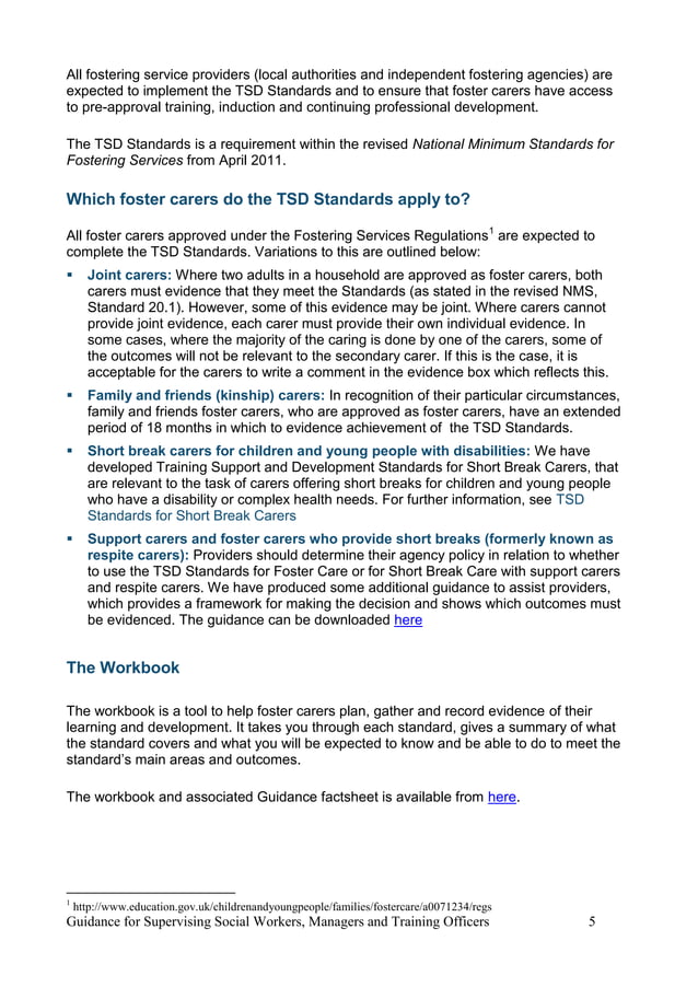 Training Support & Development (TSD) Standards - Foster Carer ...