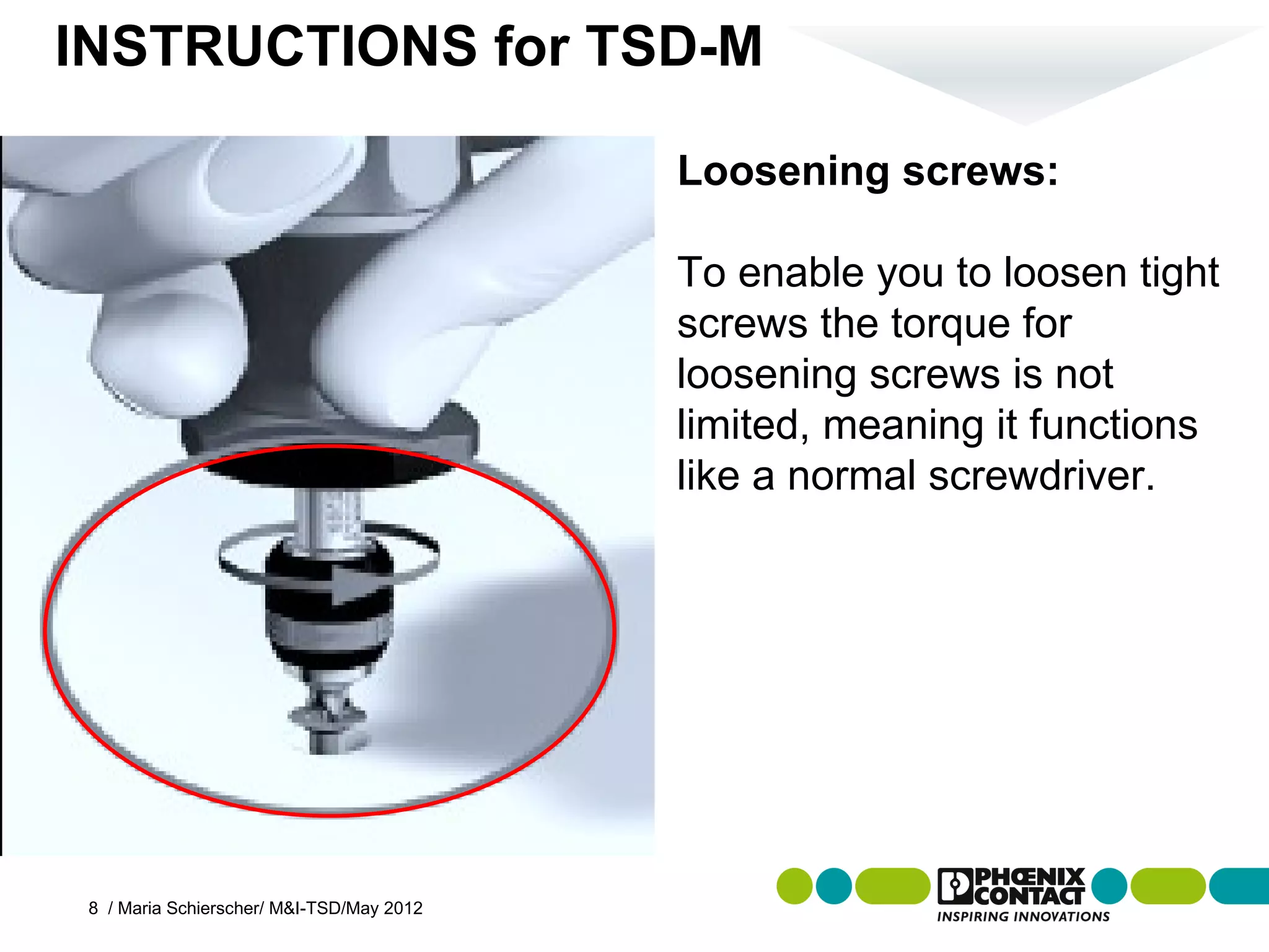 Adjustable Torque Screwdriver tools by Phoenix Contact | PPT