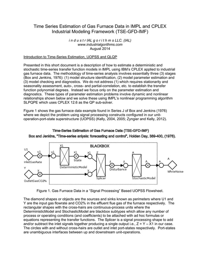 Time Series Estimation of Gas Furnace Data in IMPL and CPLEX Industrial Modeling Framework (TSE ...