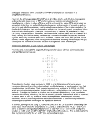 Time Series Estimation of Gas Furnace Data in IMPL and CPLEX Industrial ...