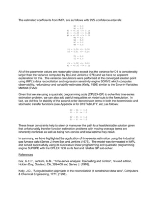 Time Series Estimation of Gas Furnace Data in IMPL and CPLEX Industrial ...