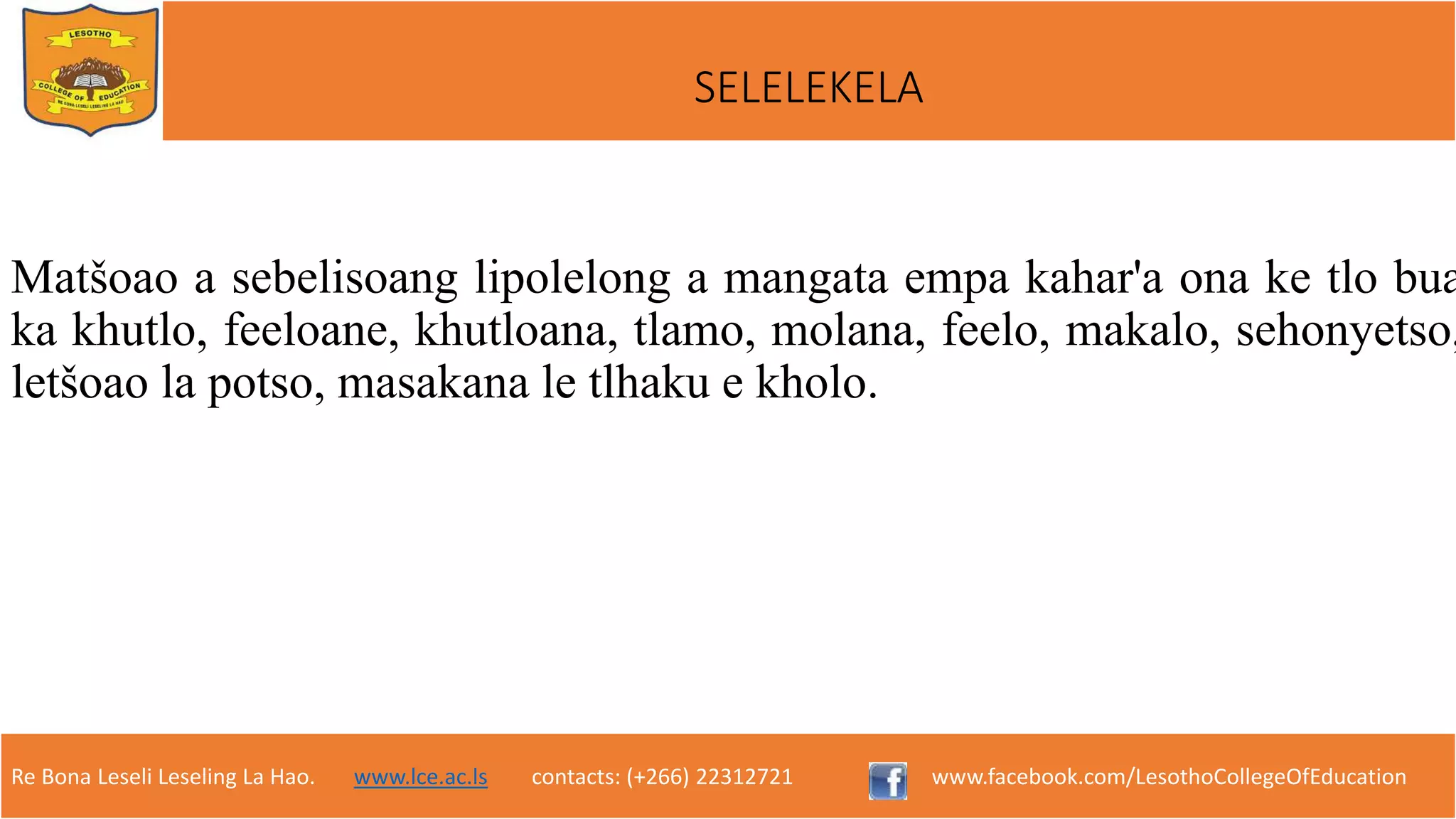 Ts'ebeliso ea mats'oao | PPTX