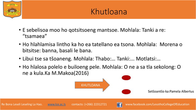 Ts'ebeliso ea mats'oao | PPTX