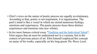 T.S Eliot as a critic & his objective correlative | PPTX | Poetry ...