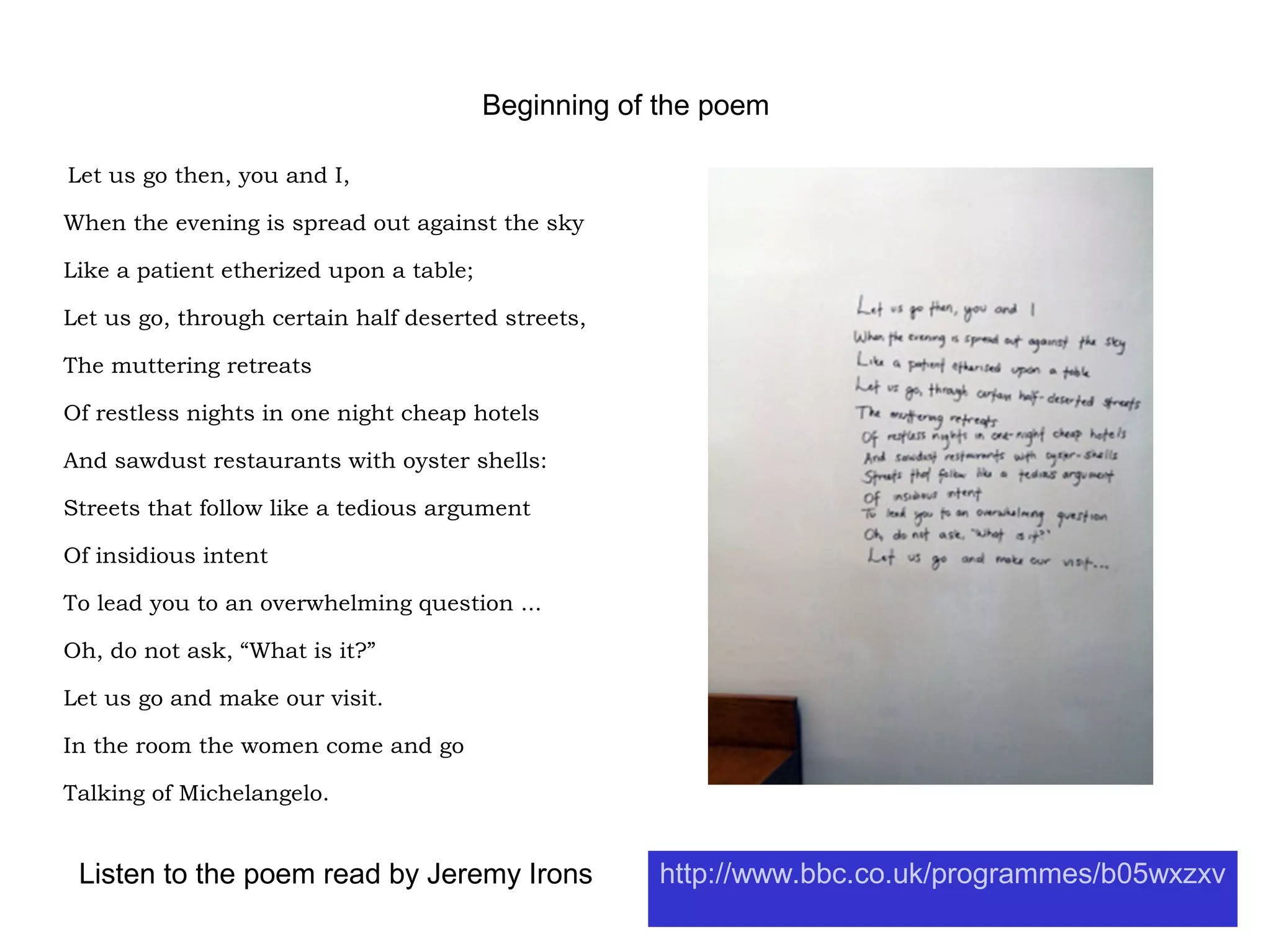 Ts eliot presentation | PPT