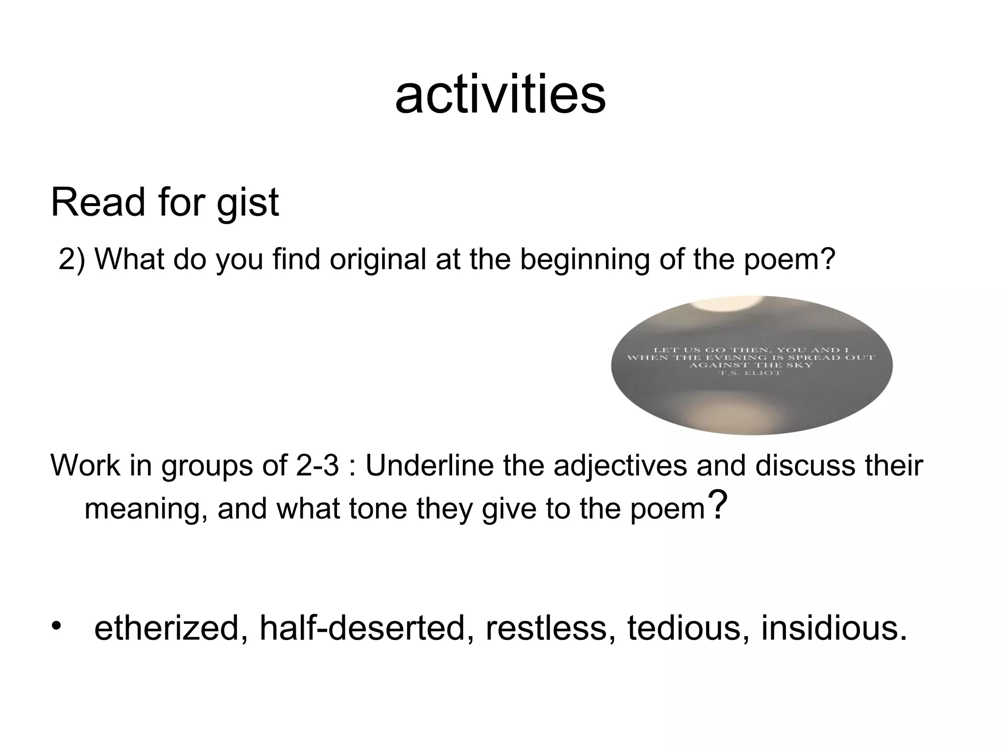Ts eliot presentation | PPT