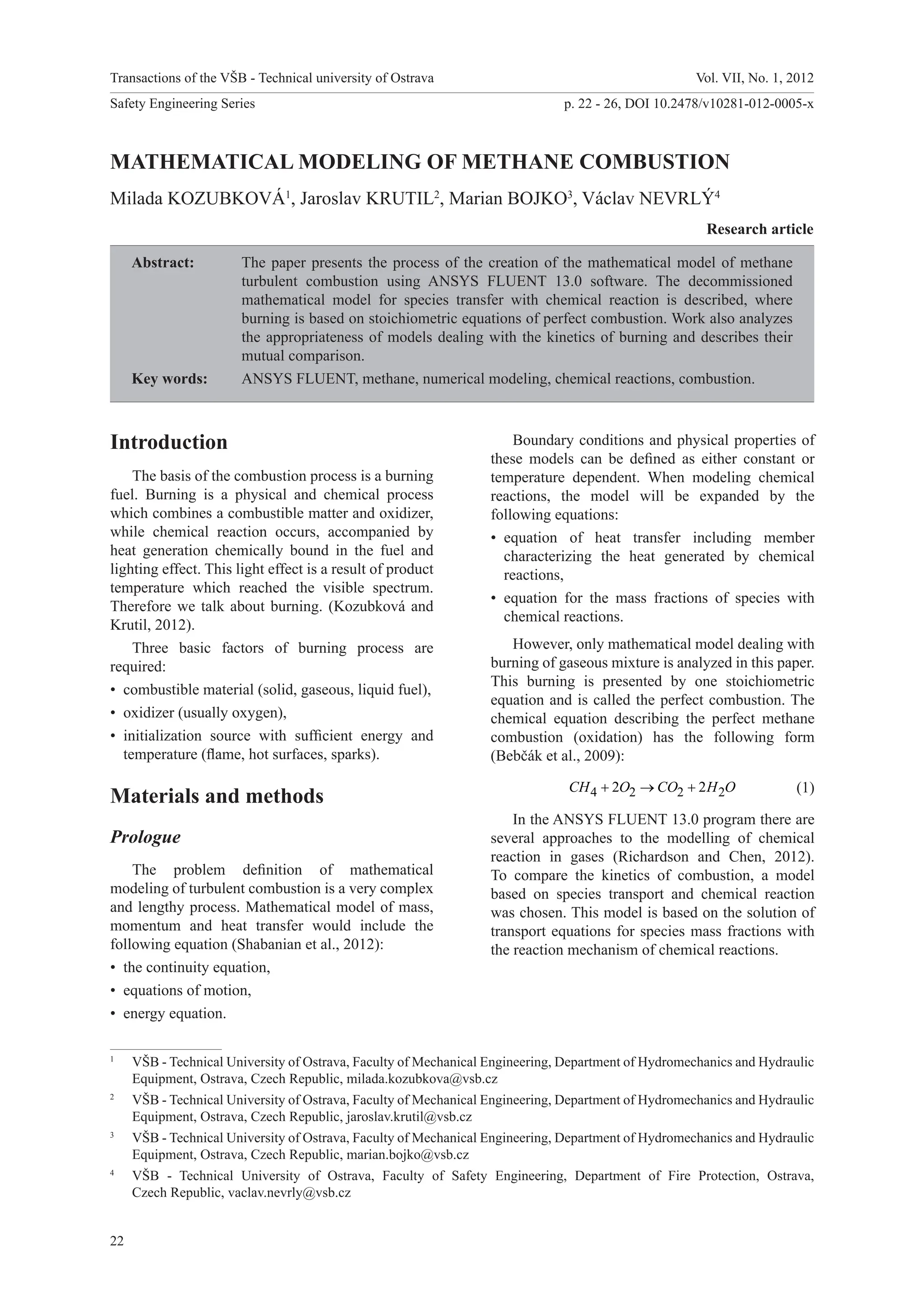 methane combustion material engineering paper | PDF