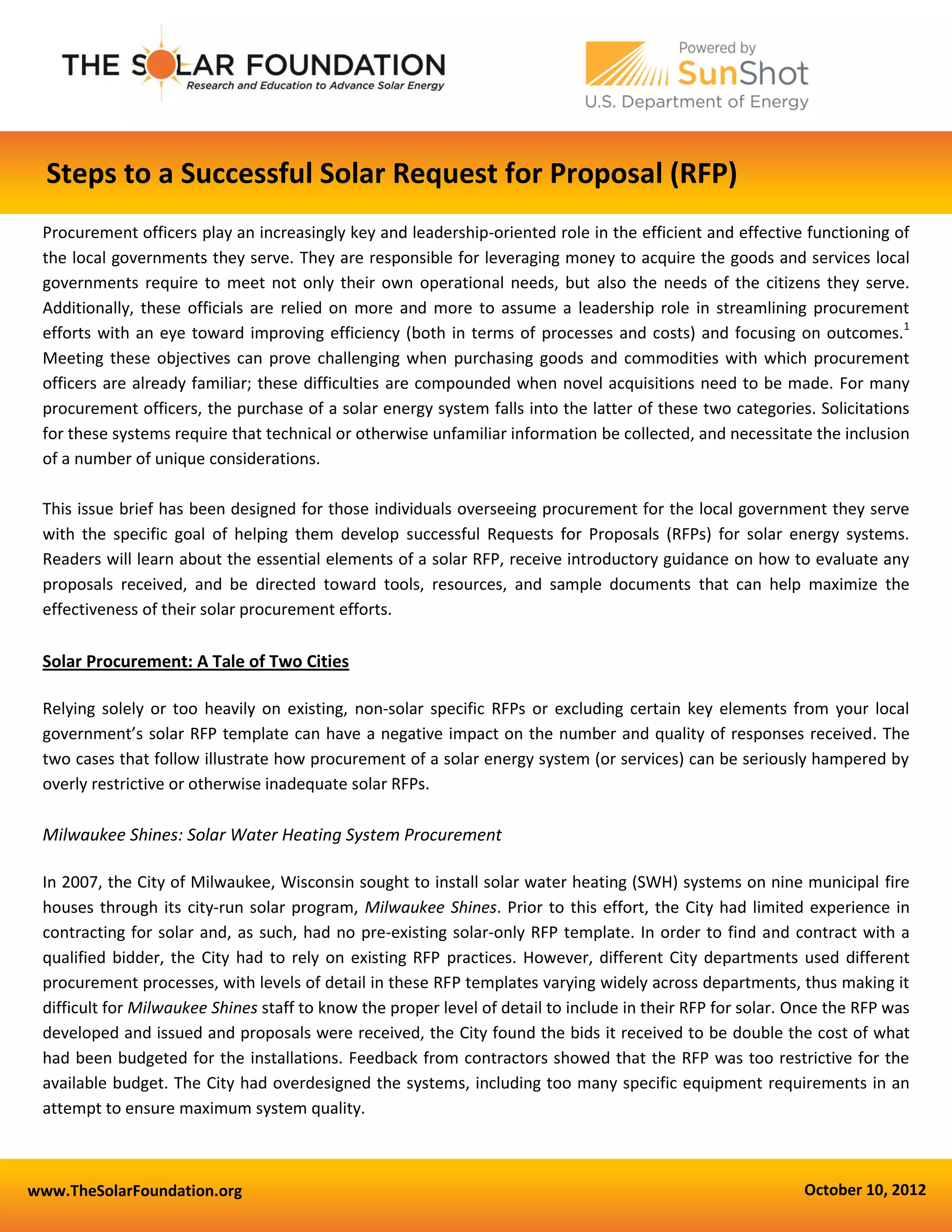 Steps to a Successful Solar RFP | PDF