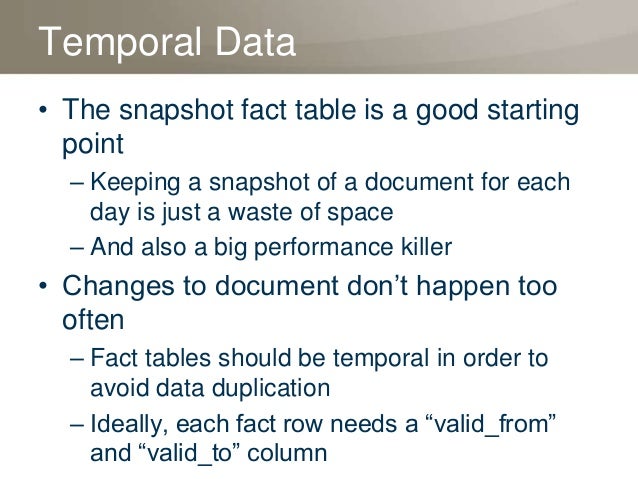 Temporal Snapshot Fact Tables