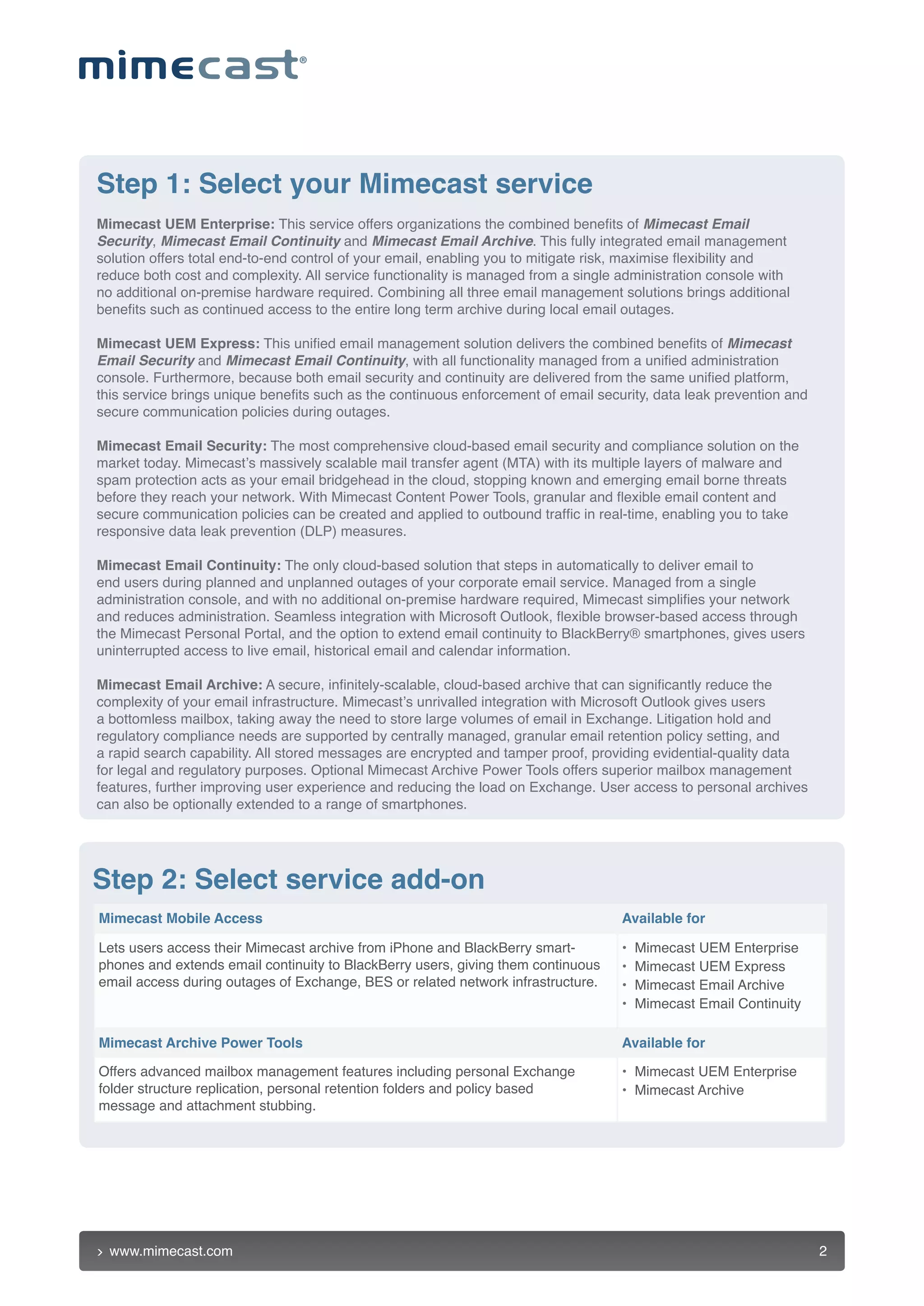 Tsg mimecast-service-comparison-datasheet | PDF