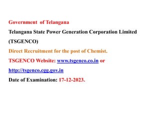 TS GENCO Chemist | PPTX