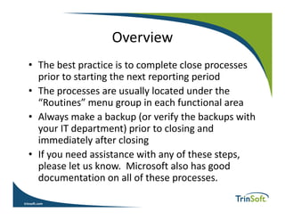 Year-End Close Process for Microsoft Dynamics GP | PPT