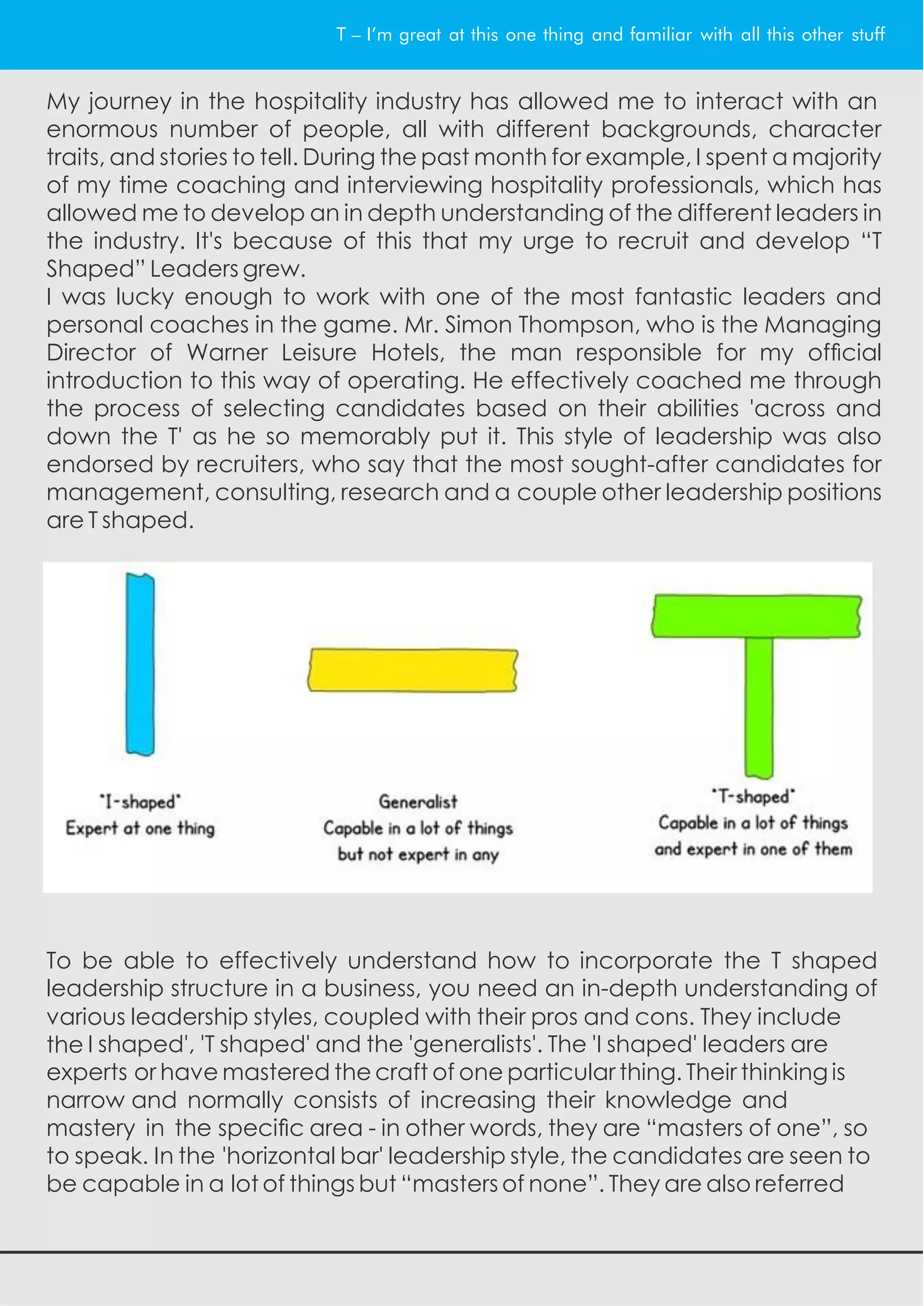 T shaped Leadership - Mr. David Steel | PDF
