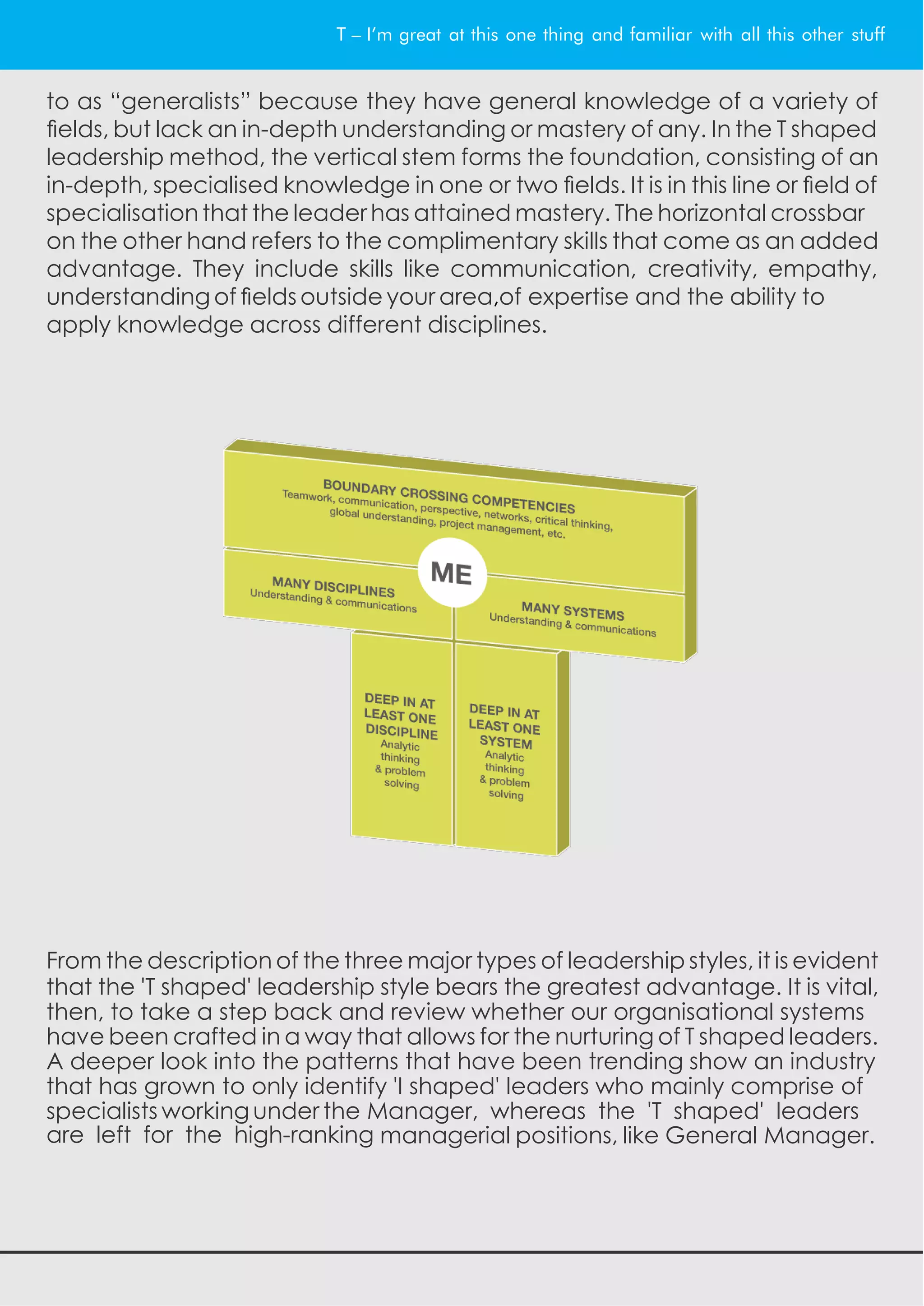T shaped Leadership - Mr. David Steel | PDF