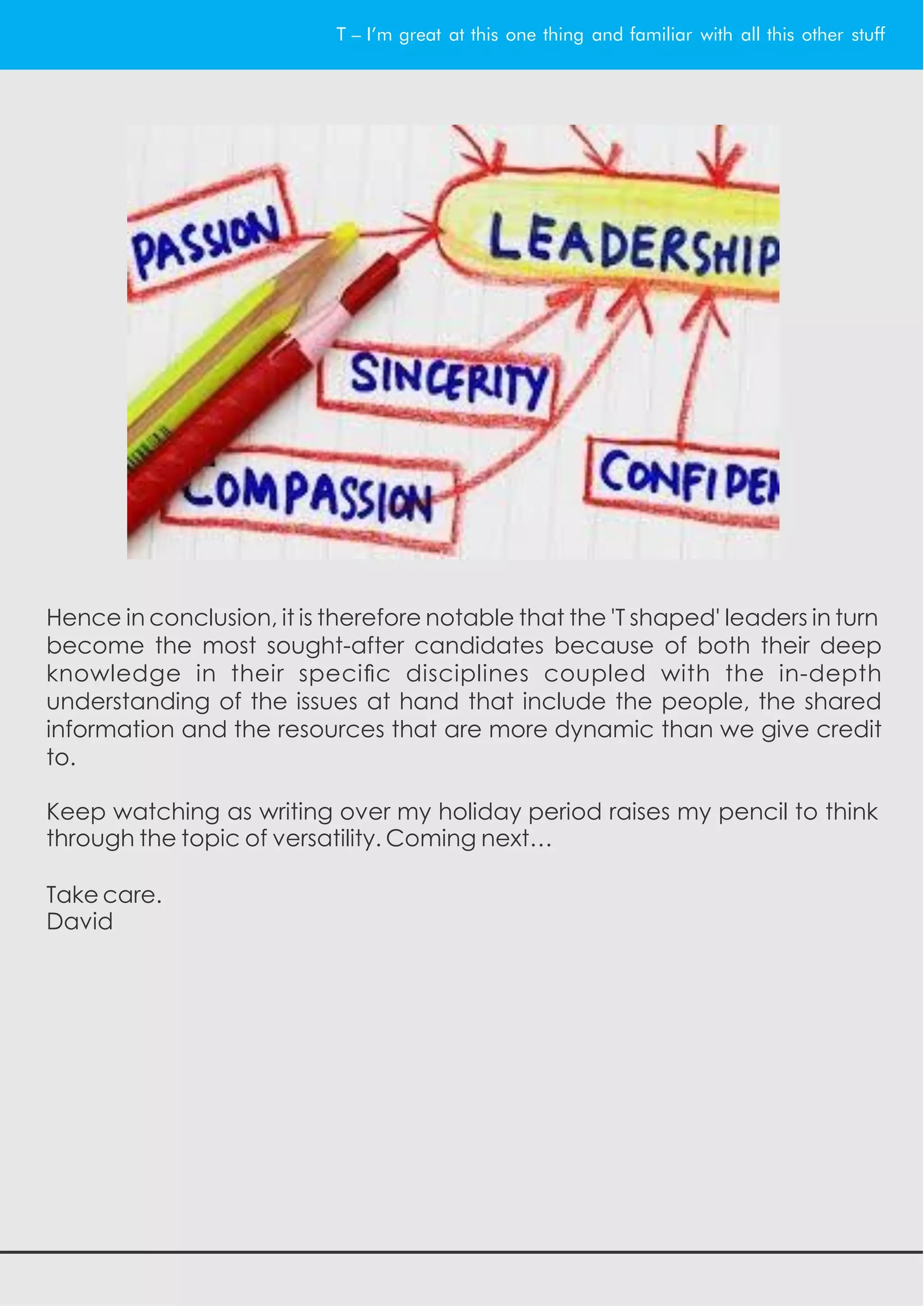 T shaped Leadership - Mr. David Steel | PDF