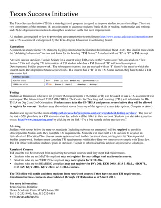 TSI Advisor Handout 2011-2012 | PDF